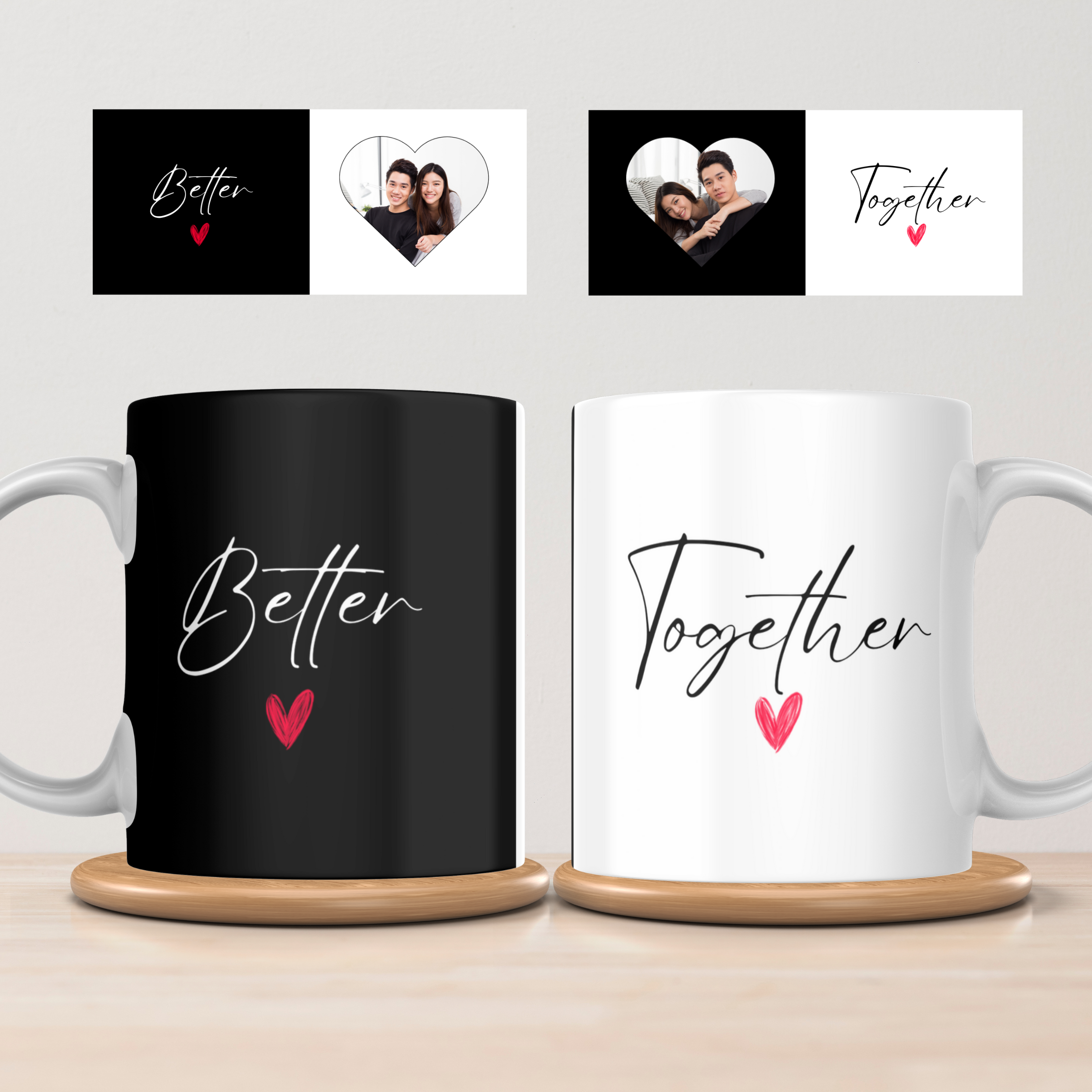 Personalised “Better Together” Couple Mug Set – With Photo – Ginger ...